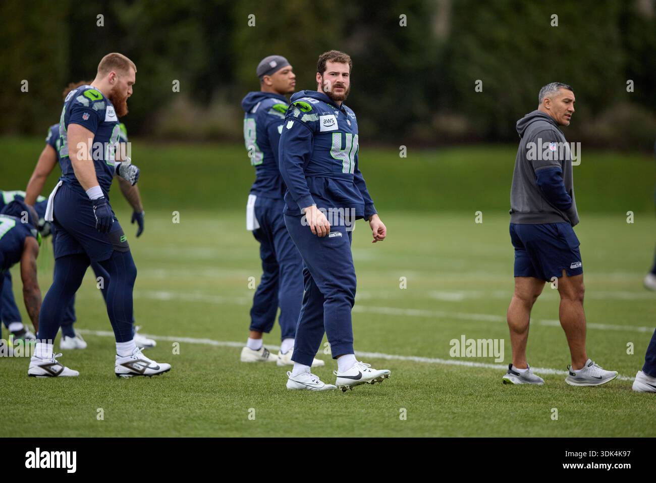 Seattle Seahawks fullback Robbie Ouzts (40) stands on the field during ...