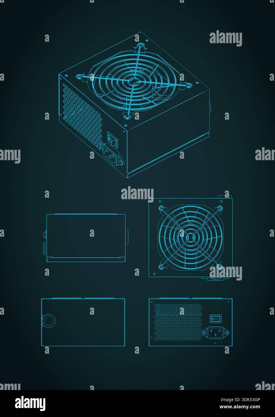 Computer power supply blueprints hi-res stock photography and images ...