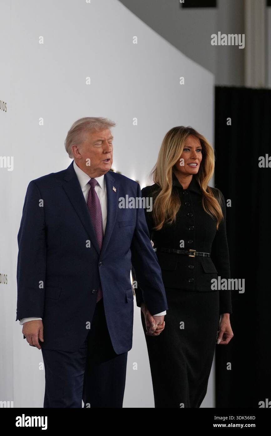 President Donald Trump and first lady Melania Trump arrive for the ...