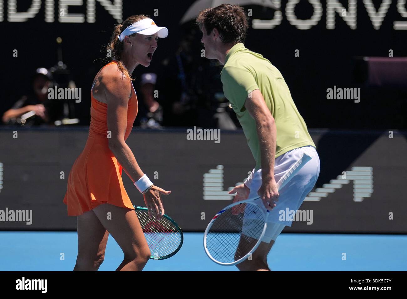 France's Kristina Mladenovic and Manuel Guinard react against Australia ...