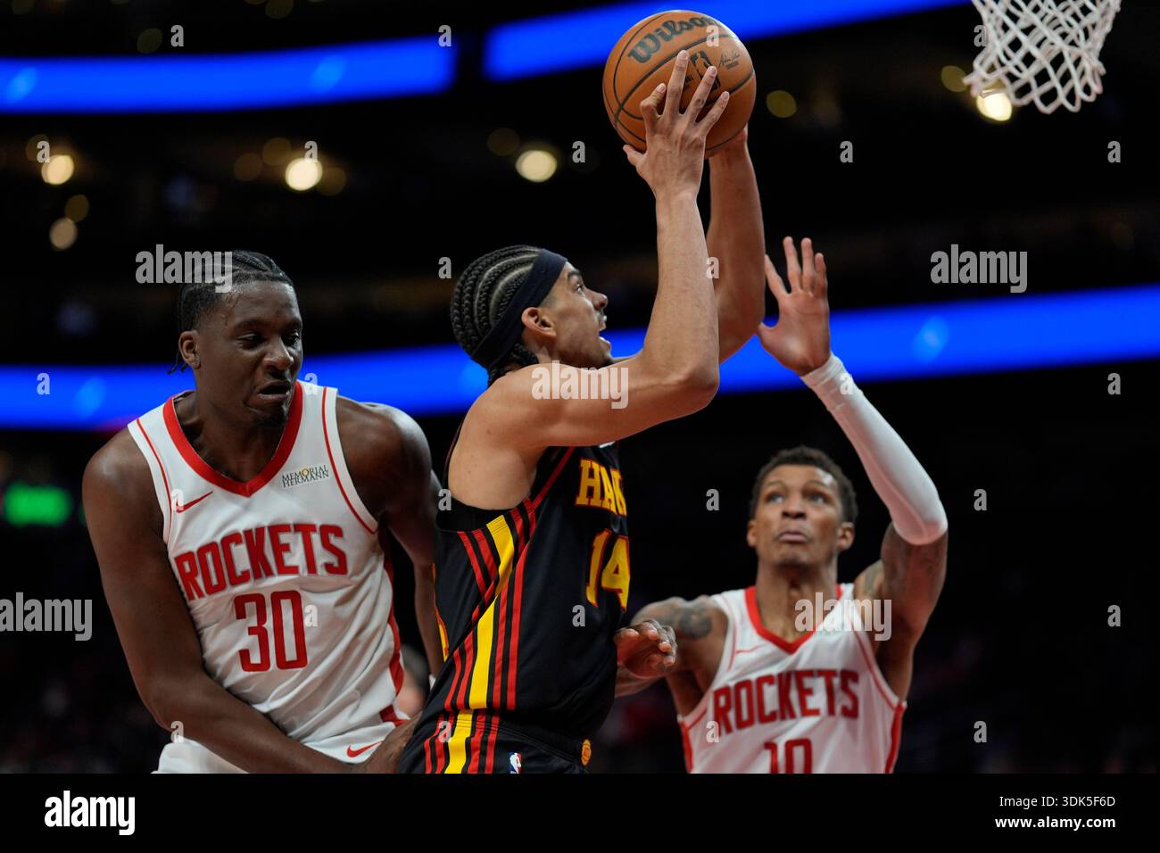 Atlanta Hawks Forward Asa Newell 14 Shoots Against Houston Rockets