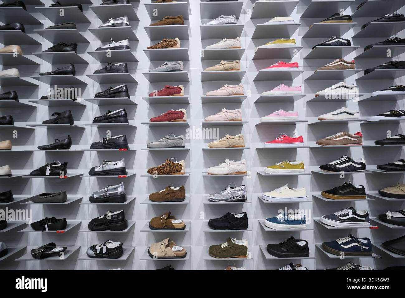 Seoul, South Korea - January 30, 2026: Wall display of shoes inside ...