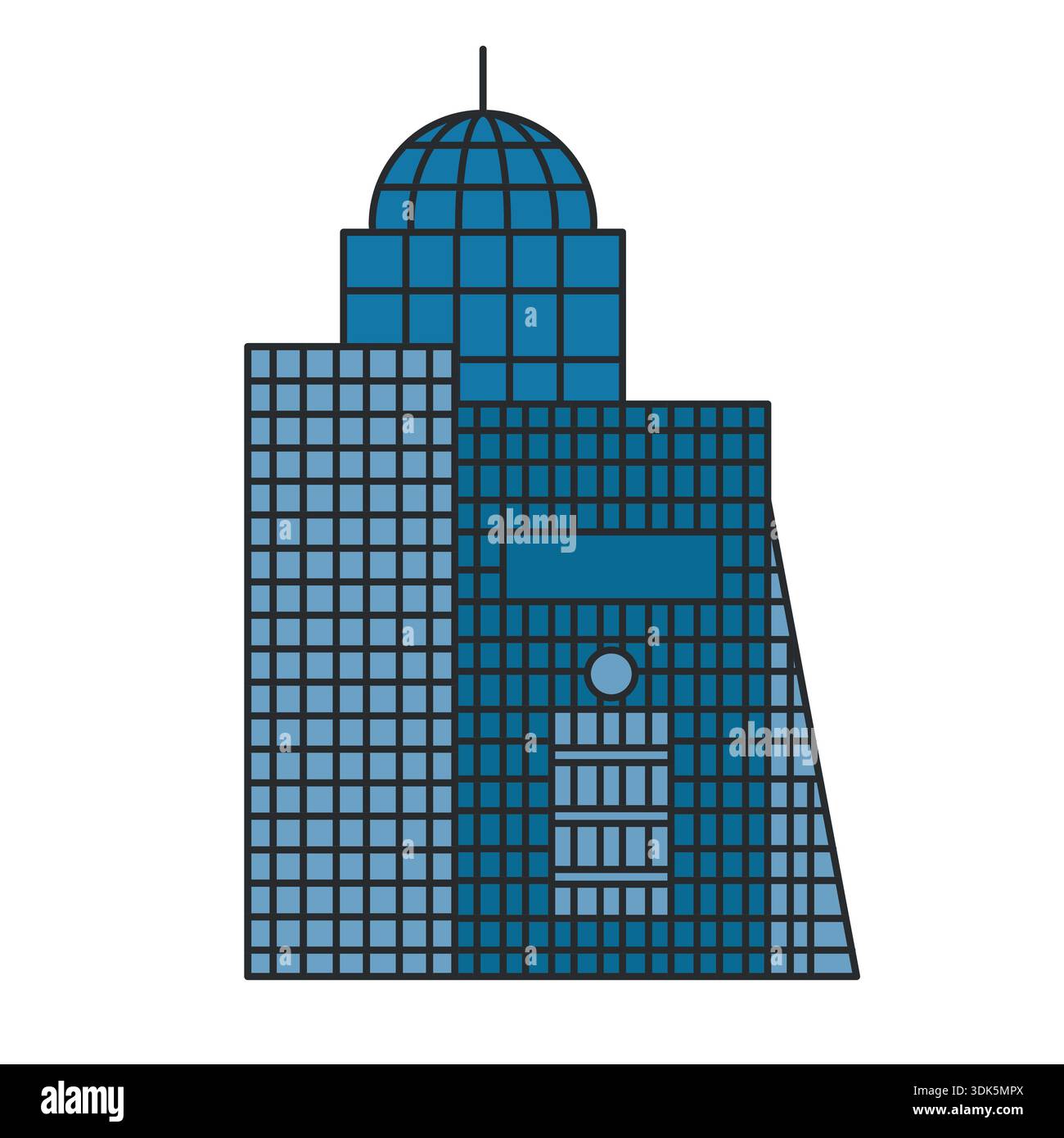 Modern train station building with glass facade and dome. Vector ...