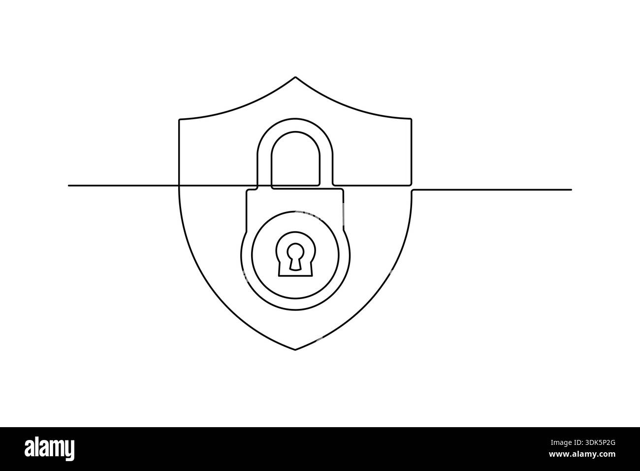Lock inside a shield continuous one line drawing minimalist secure ...