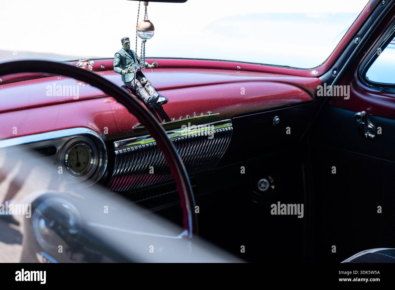 Interior view of a 1950-1954 Chevrolet Bel Air classic car, showing the ...