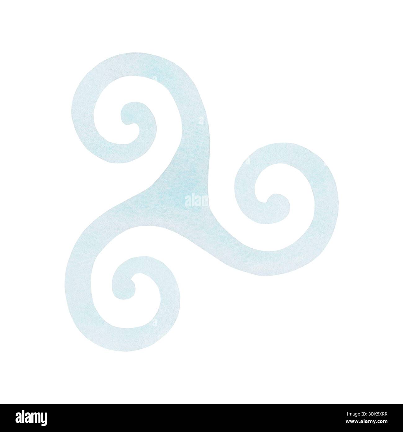 Light watercolor Triskele Celtic symbol in soft blue pink hues with ...