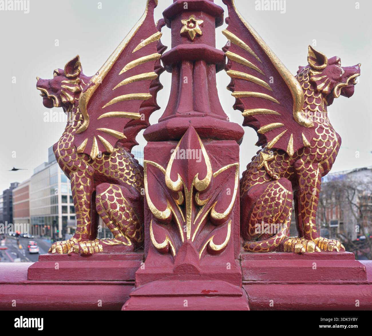 Pair of mythical dragons, symbol of City of London, on Holborn Viaduct ...