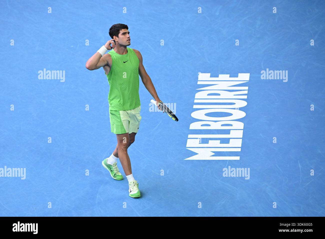 Carlos Alcaraz of Spain during the men’s semifinal against Alexander ...
