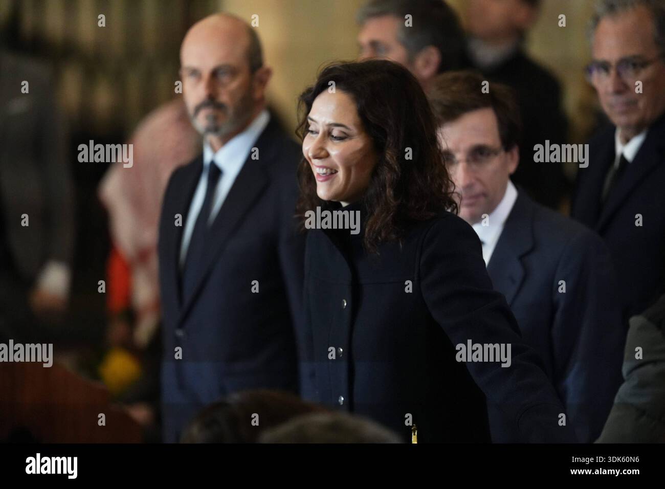 Isabel Diaz Ayuso and Jose Luis Martinez-Almeida attending funeral mass ...