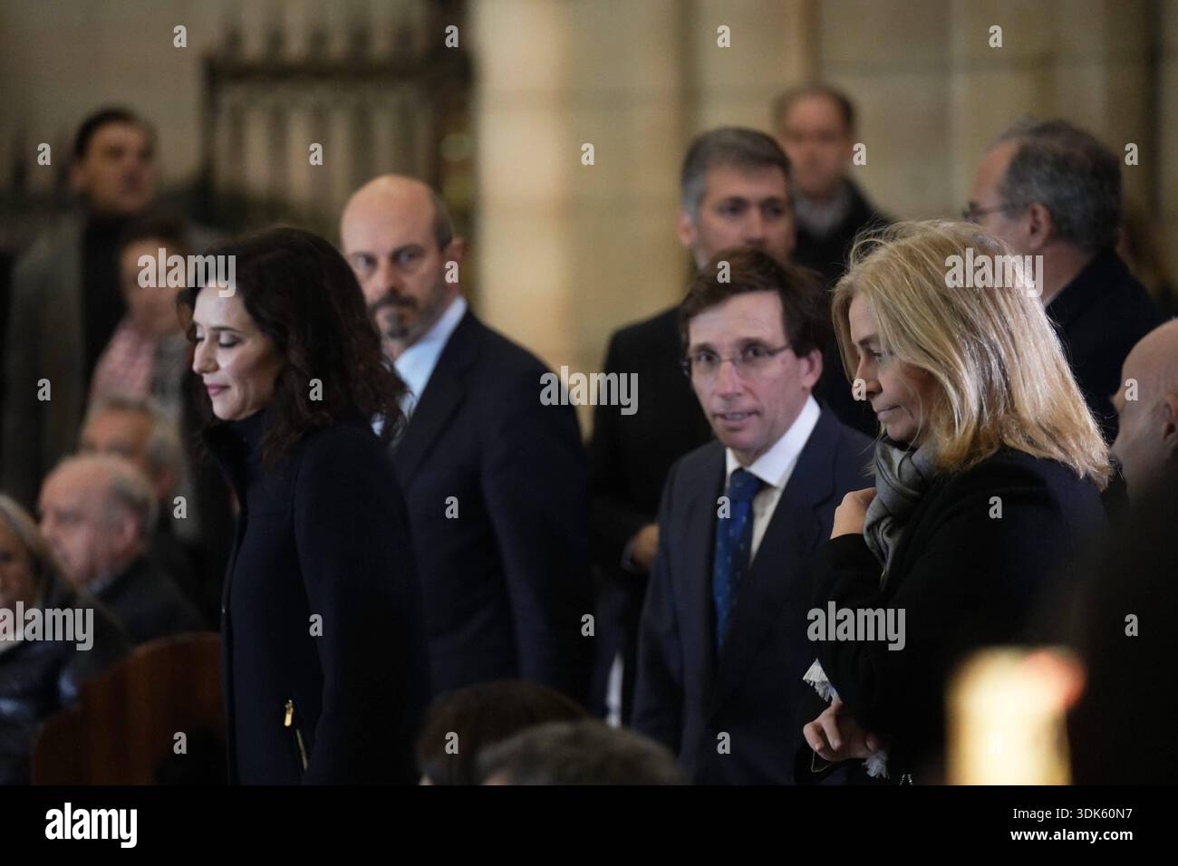 Isabel Diaz Ayuso and Jose Luis Martinez-Almeida attending funeral mass ...
