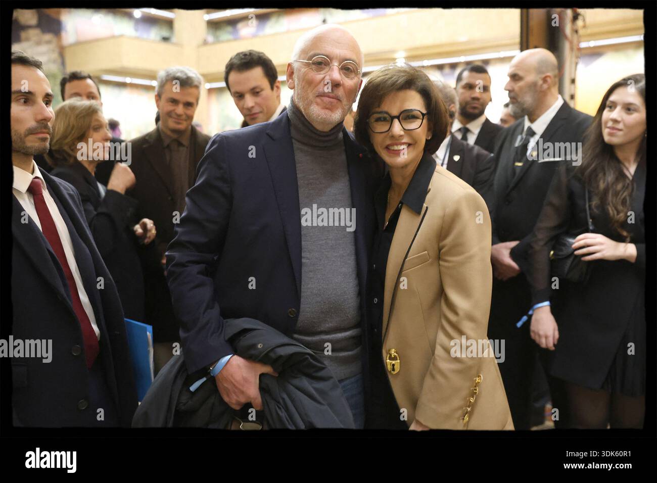 Rachida Dati, Stephane Richard, attending a New Year ceremony for ...