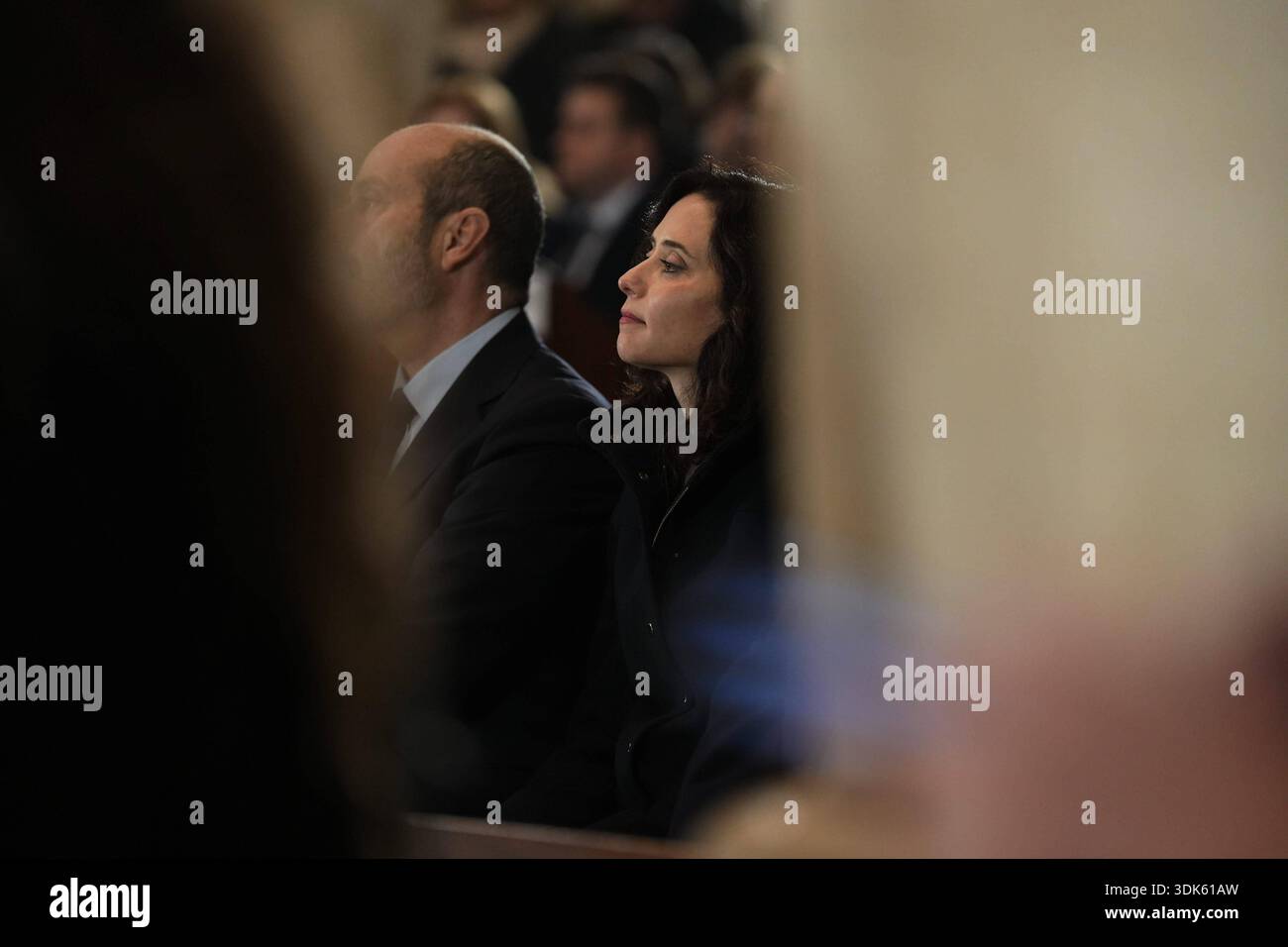 Isabel Diaz Ayuso and Jose Luis Martinez-Almeida attending funeral mass ...