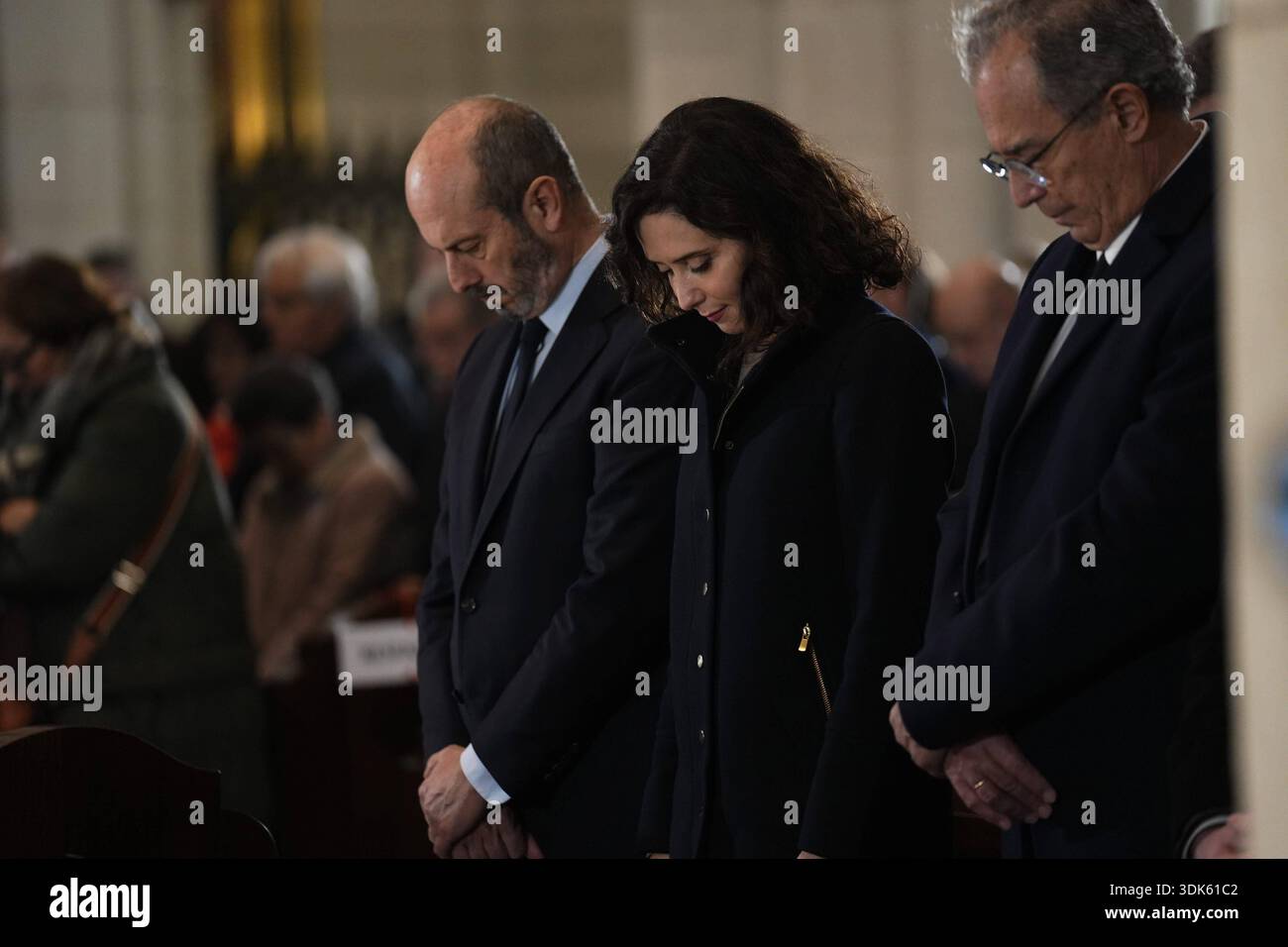 Isabel Diaz Ayuso and Jose Luis Martinez-Almeida attending funeral mass ...