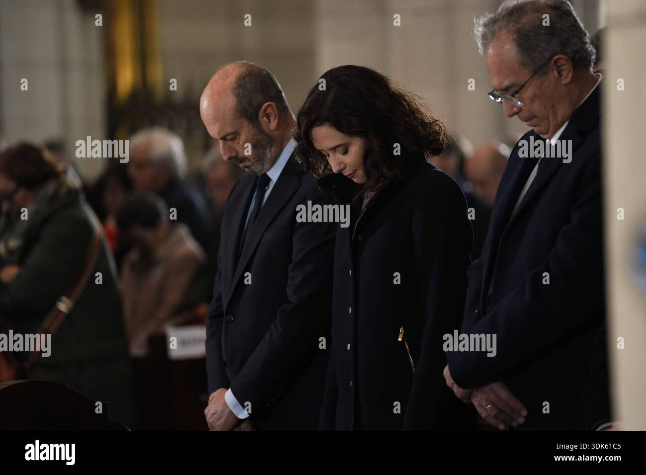 Isabel Diaz Ayuso and Jose Luis Martinez-Almeida attending funeral mass ...