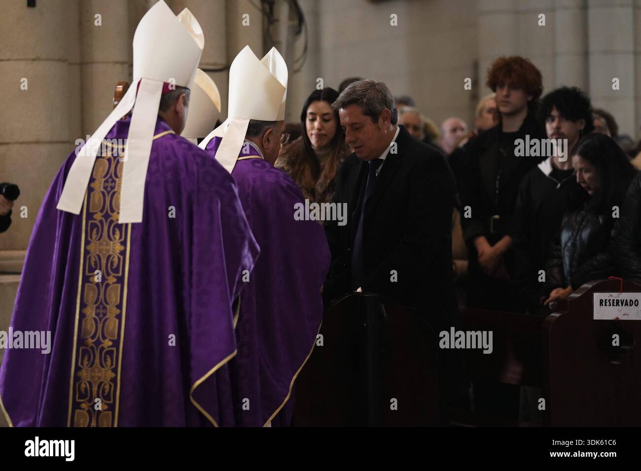 Isabel Diaz Ayuso and Jose Luis Martinez-Almeida attending funeral mass ...