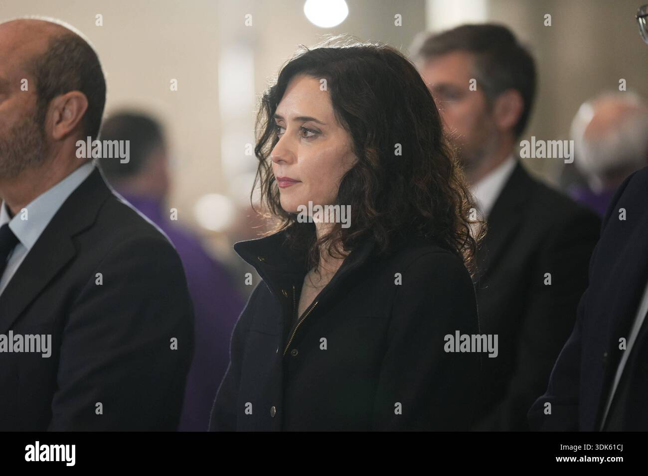 Isabel Diaz Ayuso and Jose Luis Martinez-Almeida attending funeral mass ...