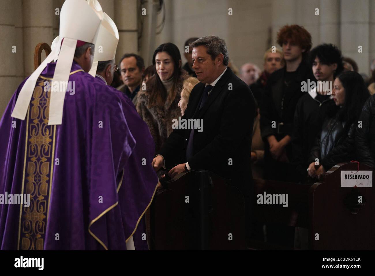 Isabel Diaz Ayuso and Jose Luis Martinez-Almeida attending funeral mass ...