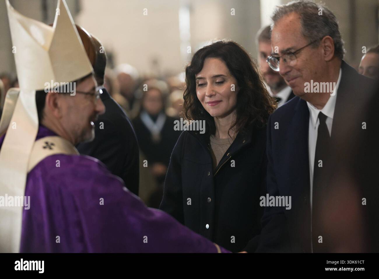 Isabel Diaz Ayuso and Jose Luis Martinez-Almeida attending funeral mass ...