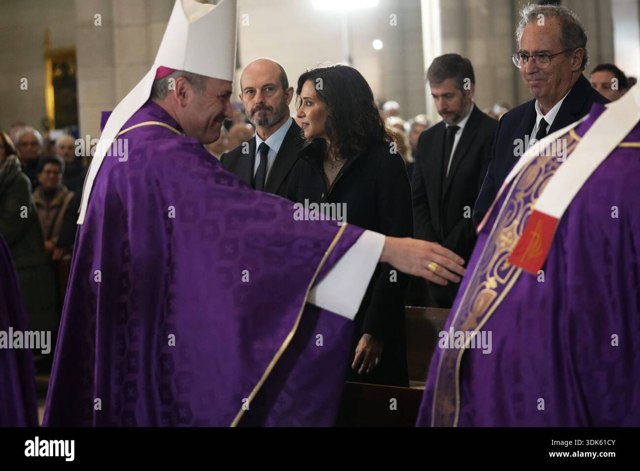 Isabel Diaz Ayuso and Jose Luis Martinez-Almeida attending funeral mass ...