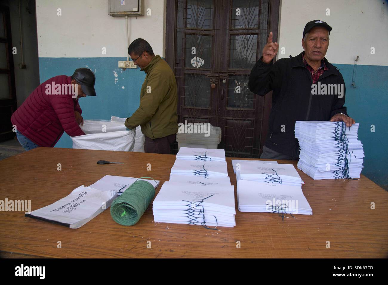 Staff members prepare for the upcoming general election scheduled for ...