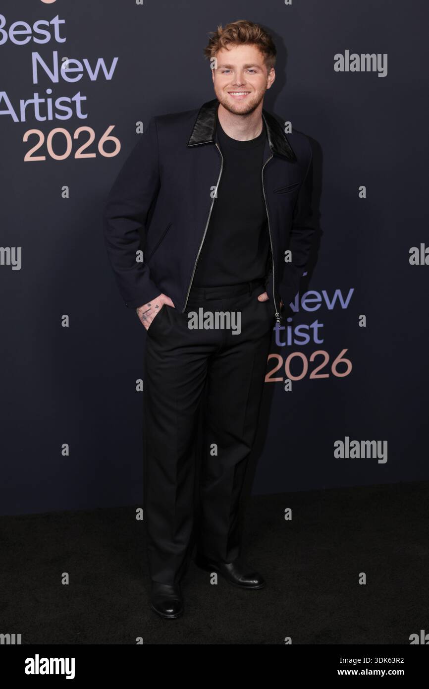 Alex Warren arrives at the Spotify Best New Artist Party on Thursday ...