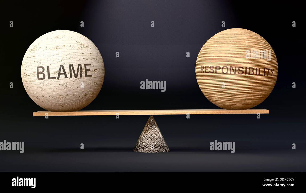 Responsibility and blame in balance - balancing stones on a scale ...