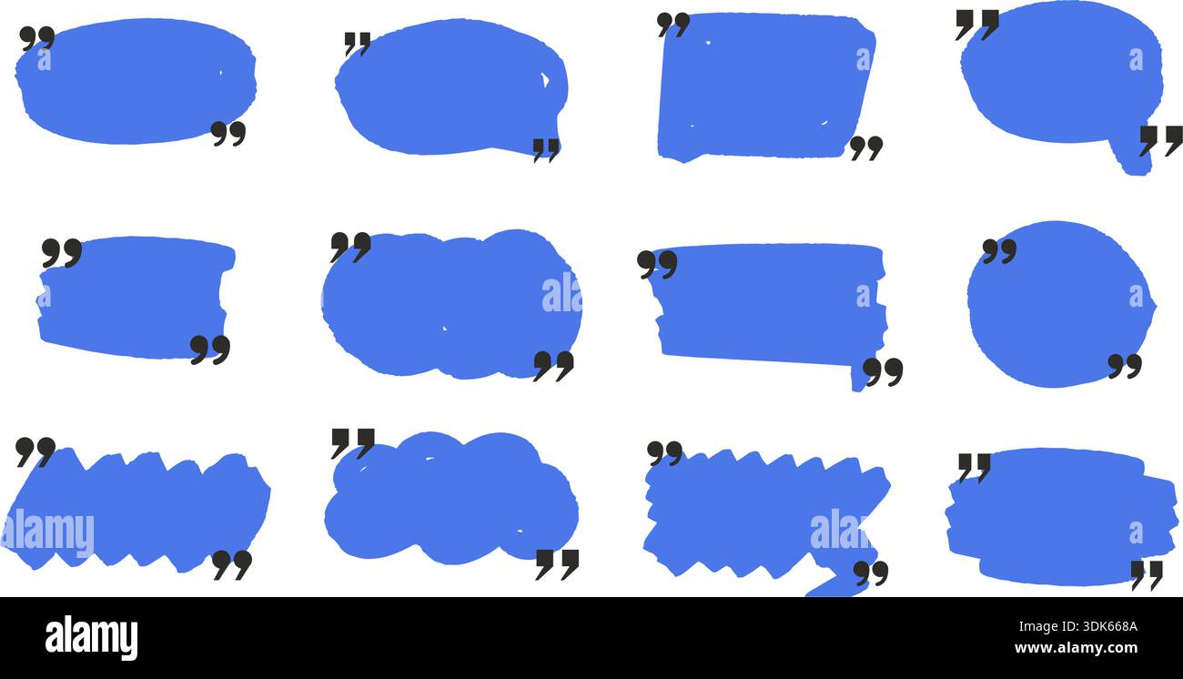 Abstract text forms with quotation marks. Set of dialog boxes. Square ...