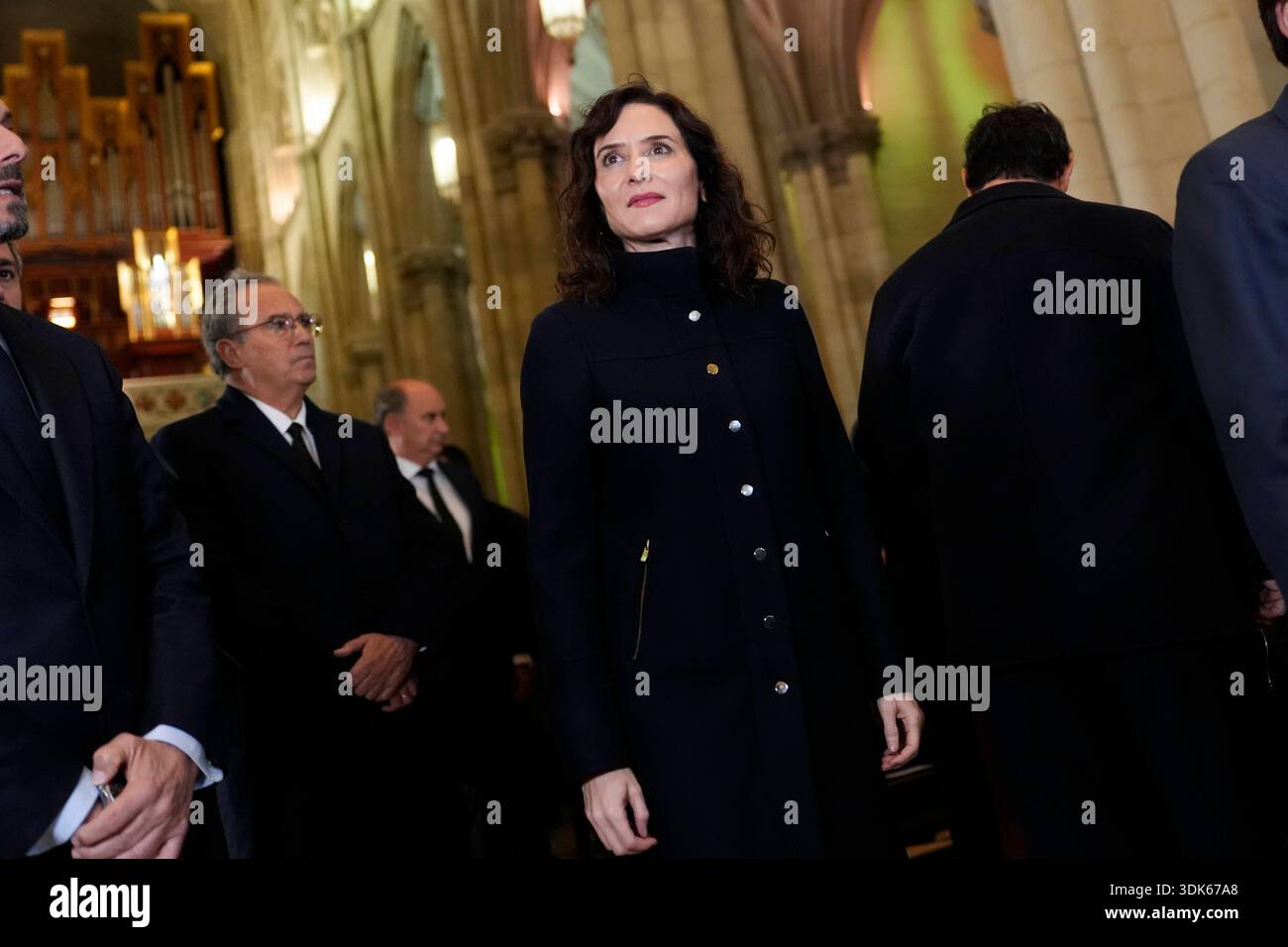 Isabel Diaz Ayuso and Jose Luis Martinez-Almeida attending funeral mass ...