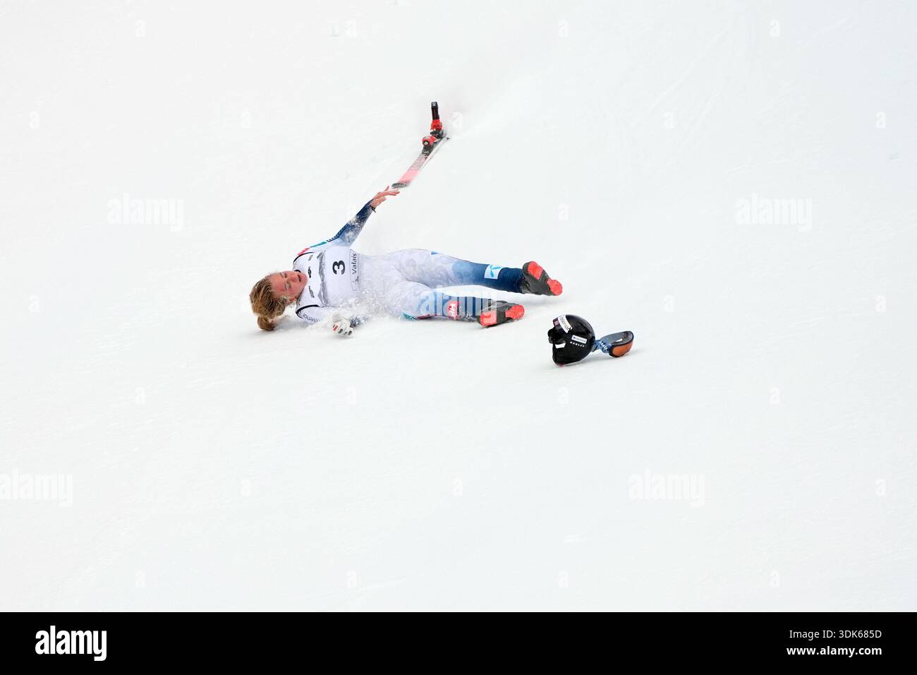 Norway's Marte Monsen crashes during an alpine ski, women's World Cup ...