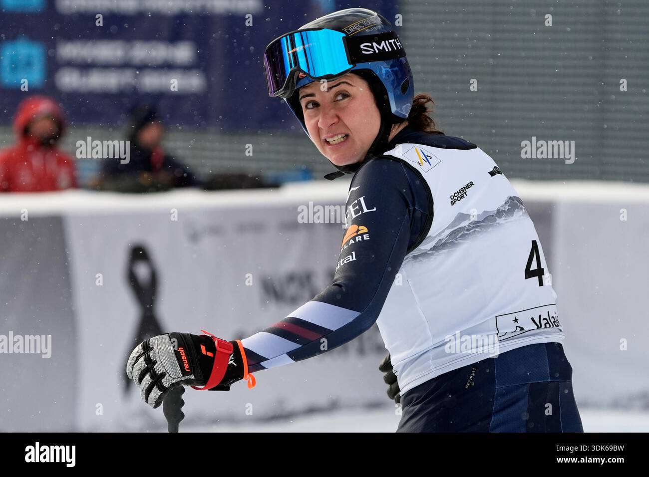United States' Jacqueline Wiles at the finish line during an alpine ski ...