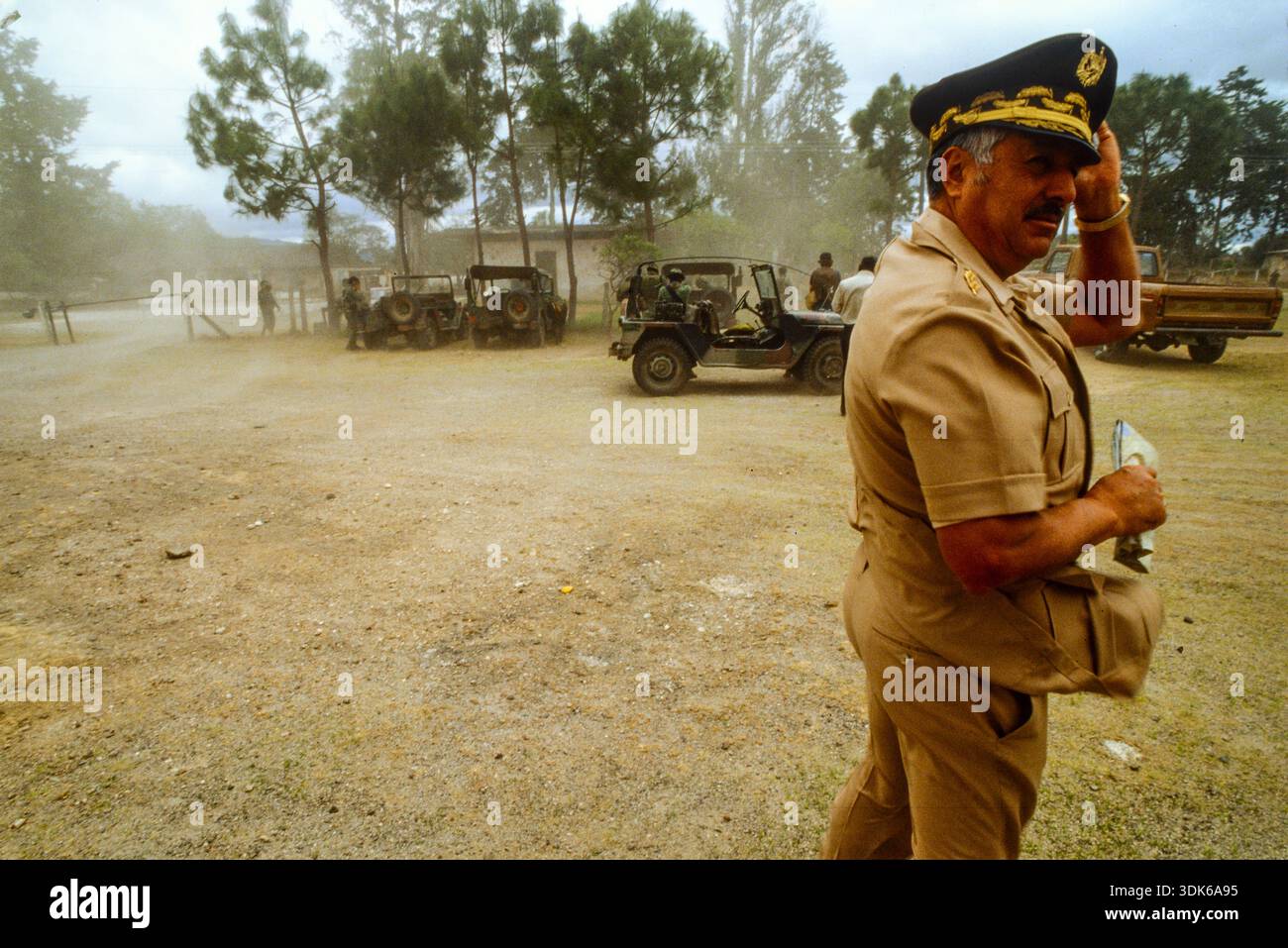 A Guatemalan general caught in helecopter wash in the Guatemalan Army ...