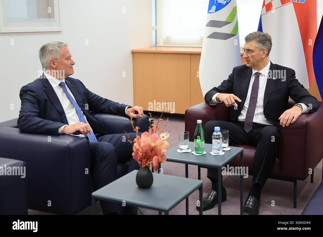 Prime minister of Croatia Andrej Plenkovic and Secretary-General of the ...