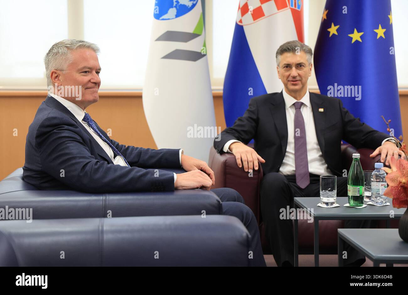 Prime minister of Croatia Andrej Plenkovic and Secretary-General of the ...