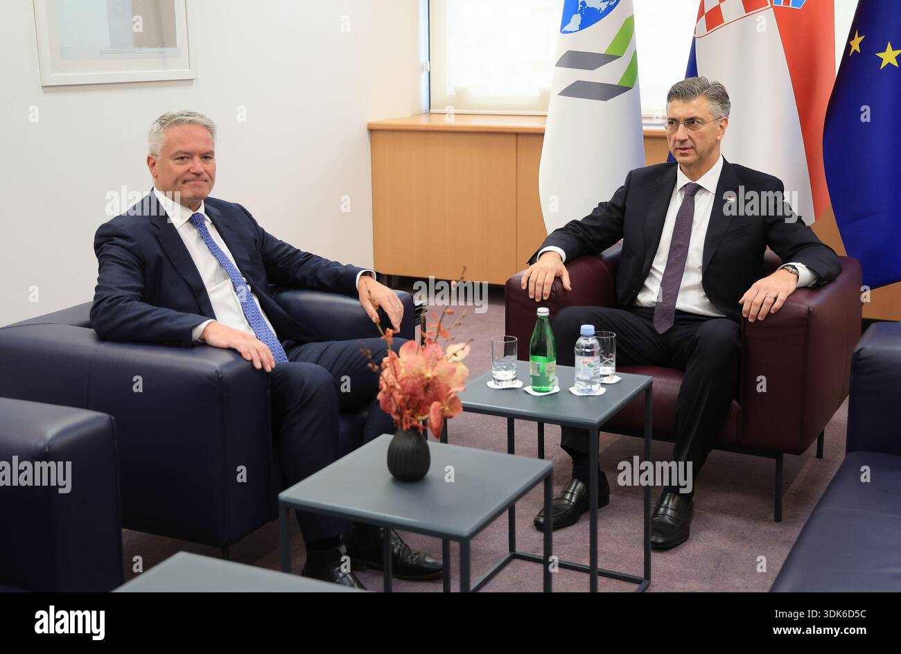 Prime minister of Croatia Andrej Plenkovic and Secretary-General of the ...