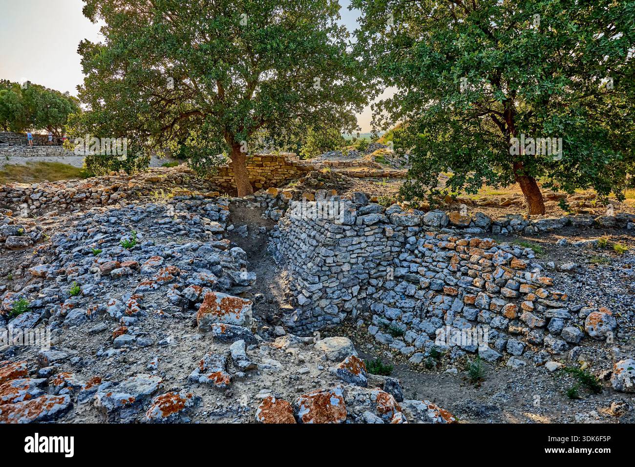 Troy I fortification wall, built approx 2920BC, slightly inward sloping ...