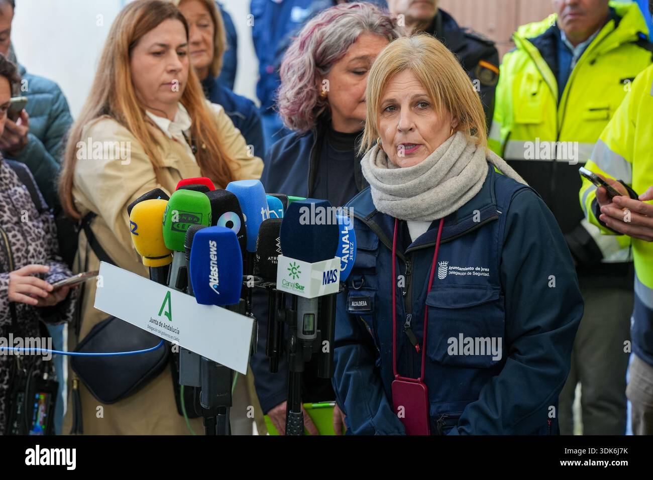 The Mayoress of Jerez, María José García-Pelayo talks to the media. On ...