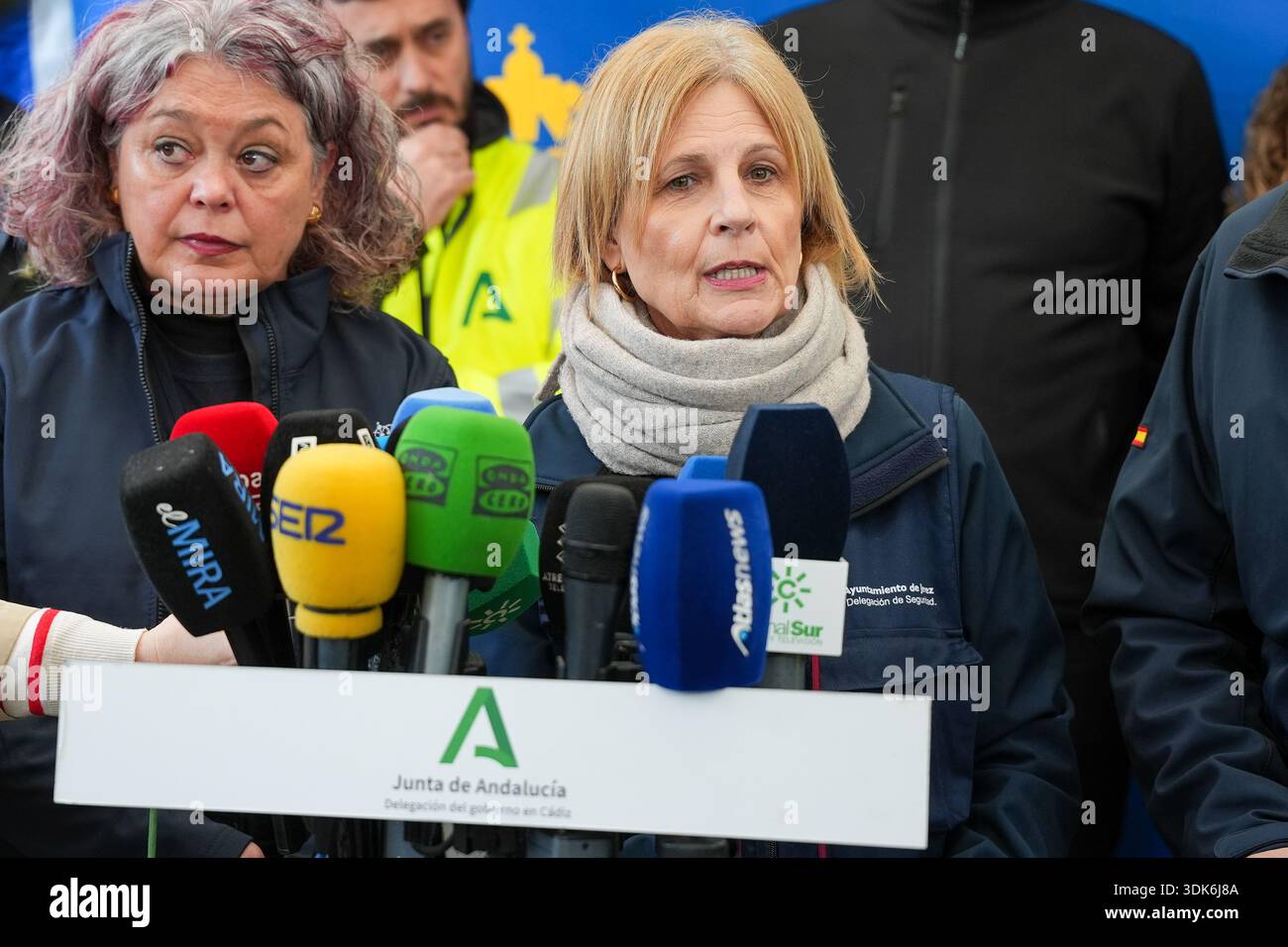 The Mayoress of Jerez, María José García-Pelayo talks to the media. On ...
