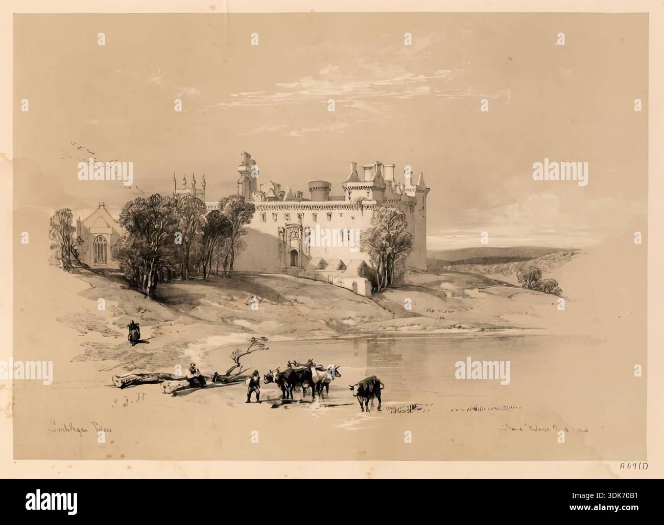 Scotland Delineated-Linlithgow Palace, 1847 Stock Photo - Alamy