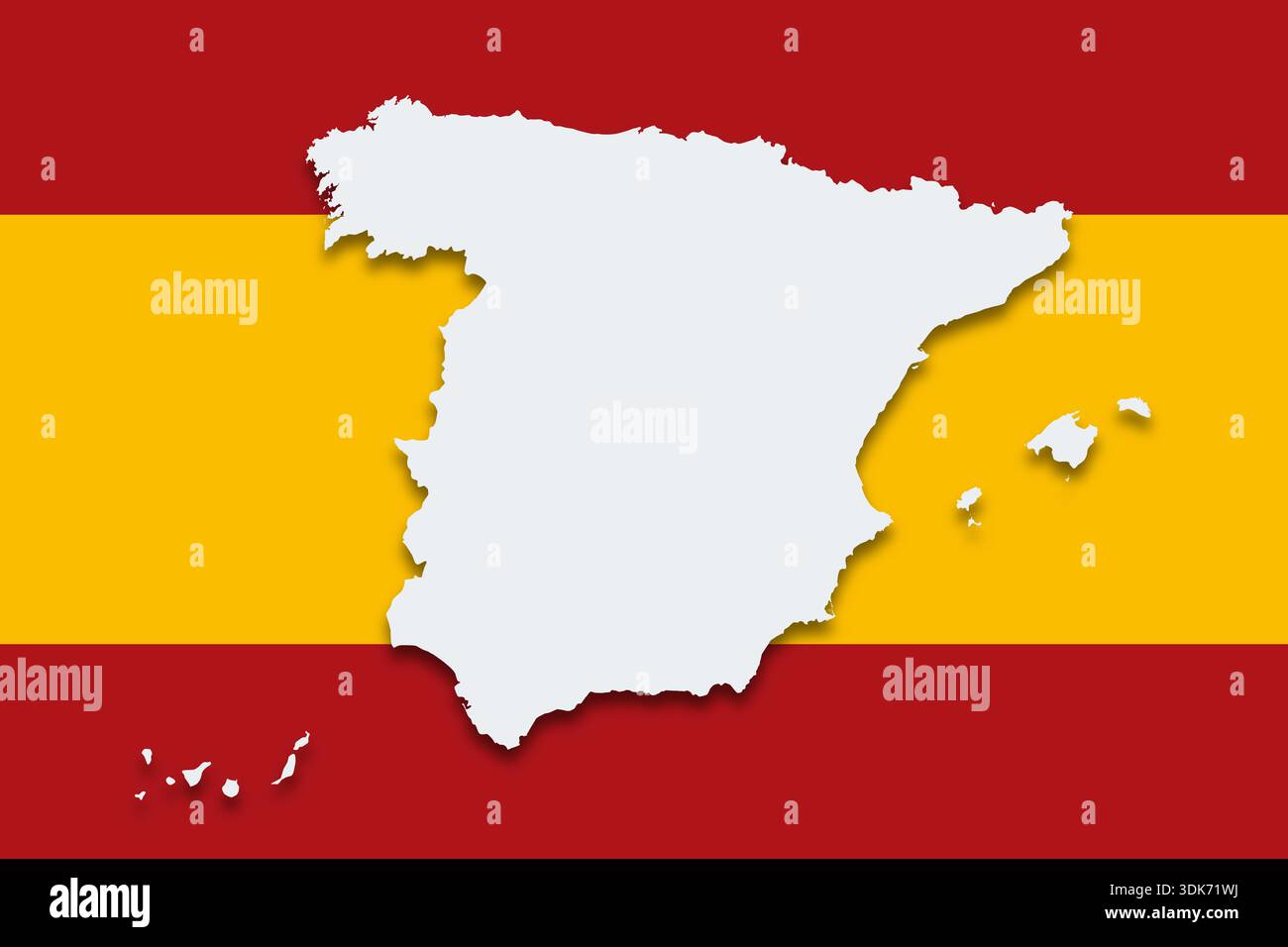 Spain, country silhouette on civil flag. Gray outlines of the Kingdom ...