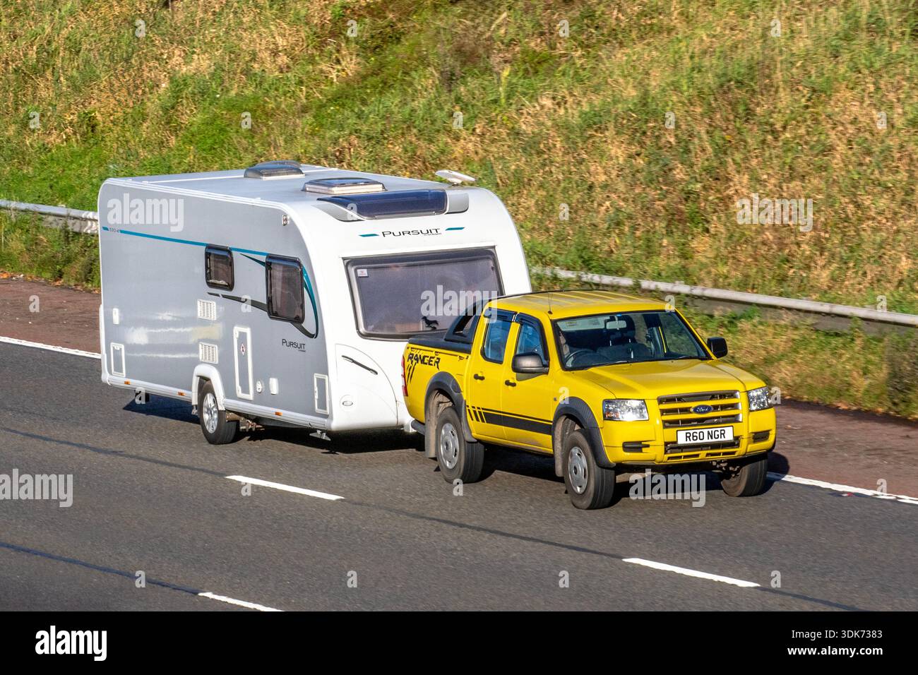 2007-2011 Yellow Ford Ranger pickup towing Bailey Pursuit touring ...