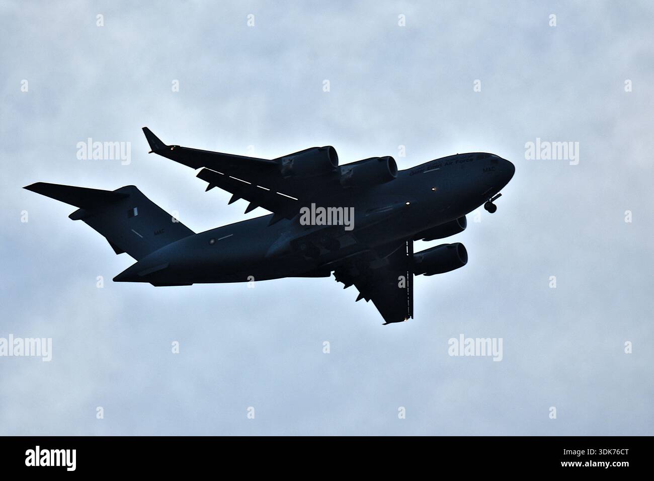 A Qatar Emiri Air Force plane seen in the airspace. (Photo by Gerard ...