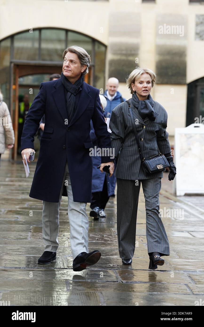 Lisa Maxwell (right) and Paul Jessup leave following a service of ...