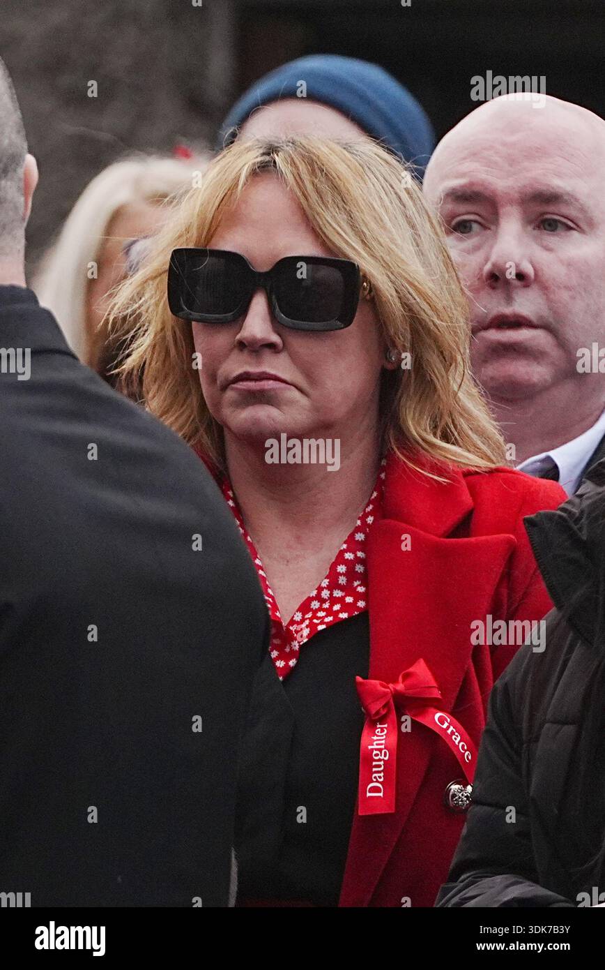 Grace Lynch's mother Siobhan Lynch leaves following her funeral at St ...