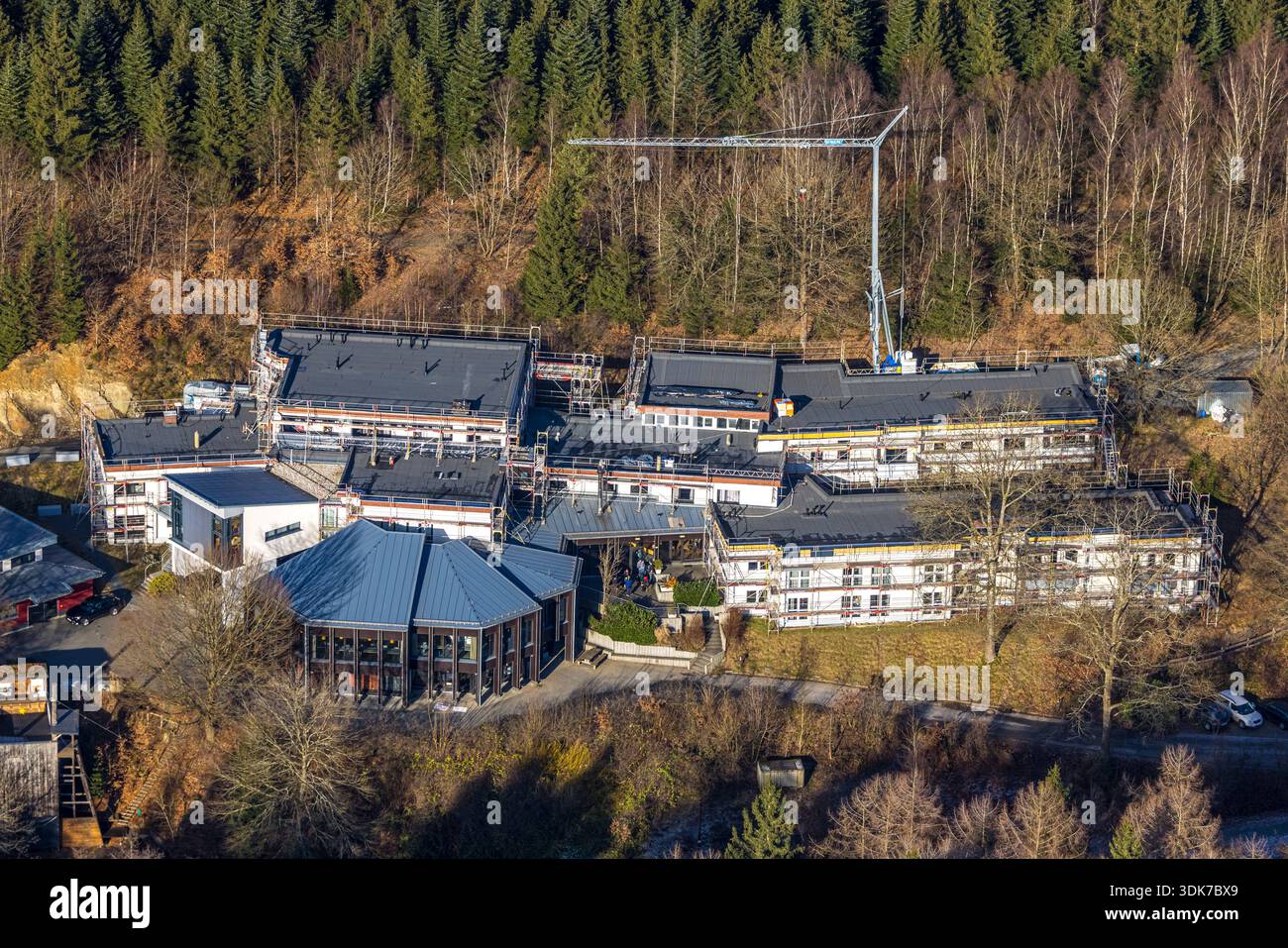Luftbild, Baumaßnahme Matthias-Claudius-Haus im Wald, Ferienstätte und ...