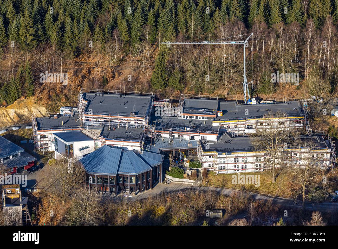 Luftbild, Baumaßnahme Matthias-Claudius-Haus im Wald, Ferienstätte und ...