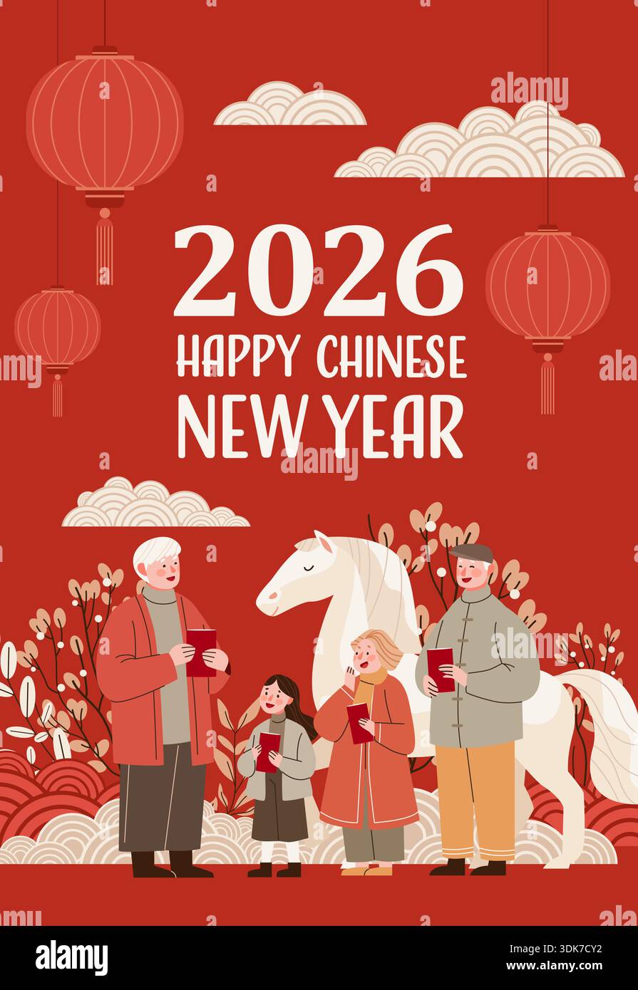 Chinese New Year 2026 Fire Horse family celebration traditional ...