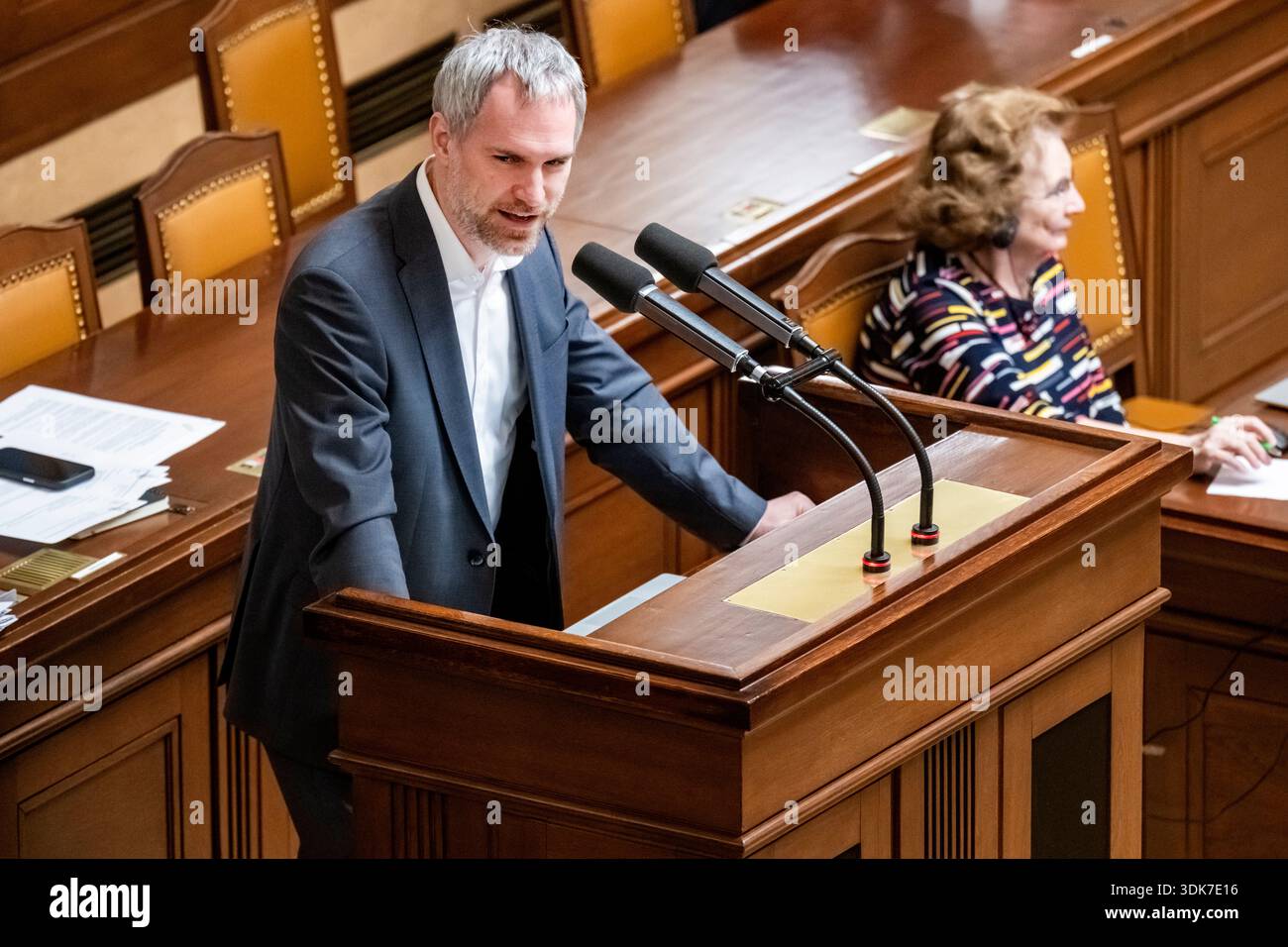 Czech MP Zdenek Hrib (Pirates) speaks at an meeting of the Chamber of ...