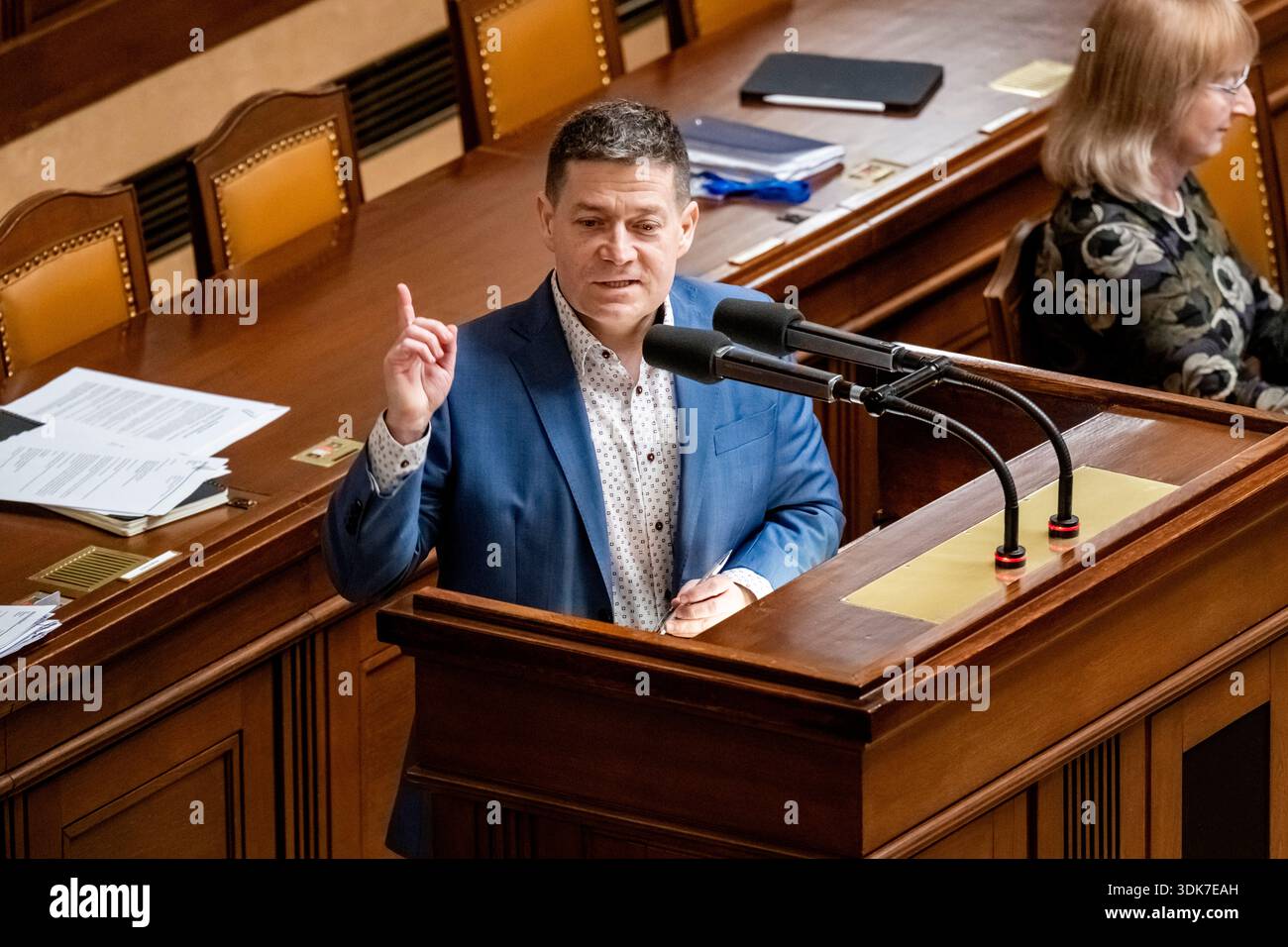 Deputy Chairman od the Chamber of Deputies Patrik Nacher (ANO) speaks ...