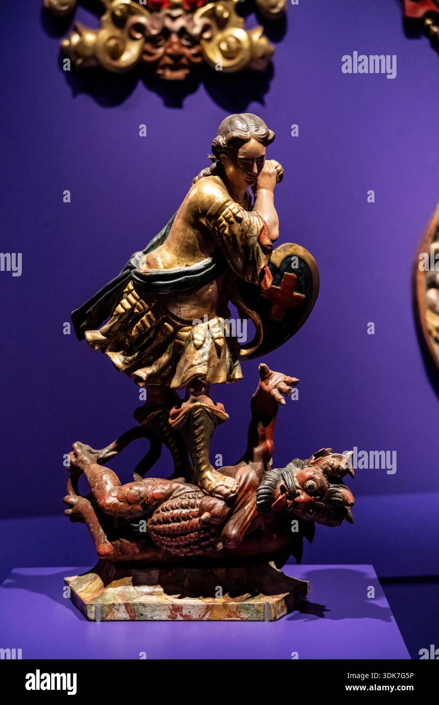 Saint Michael killing the devil, gilded and polychrome sculpture from ...