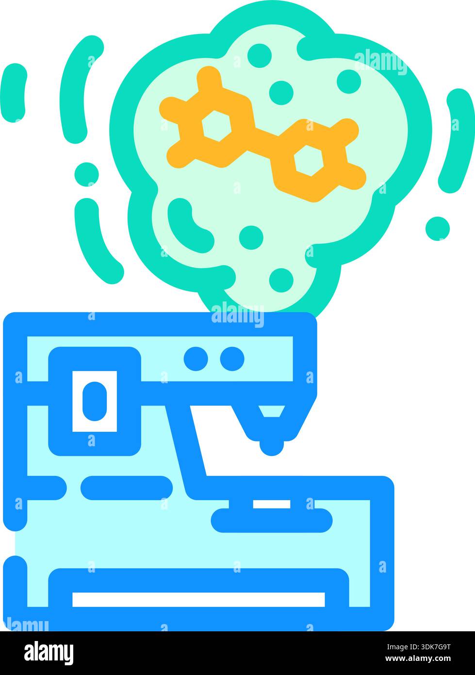 Sewing machine emitting harmful chemical air pollution Stock Vector ...